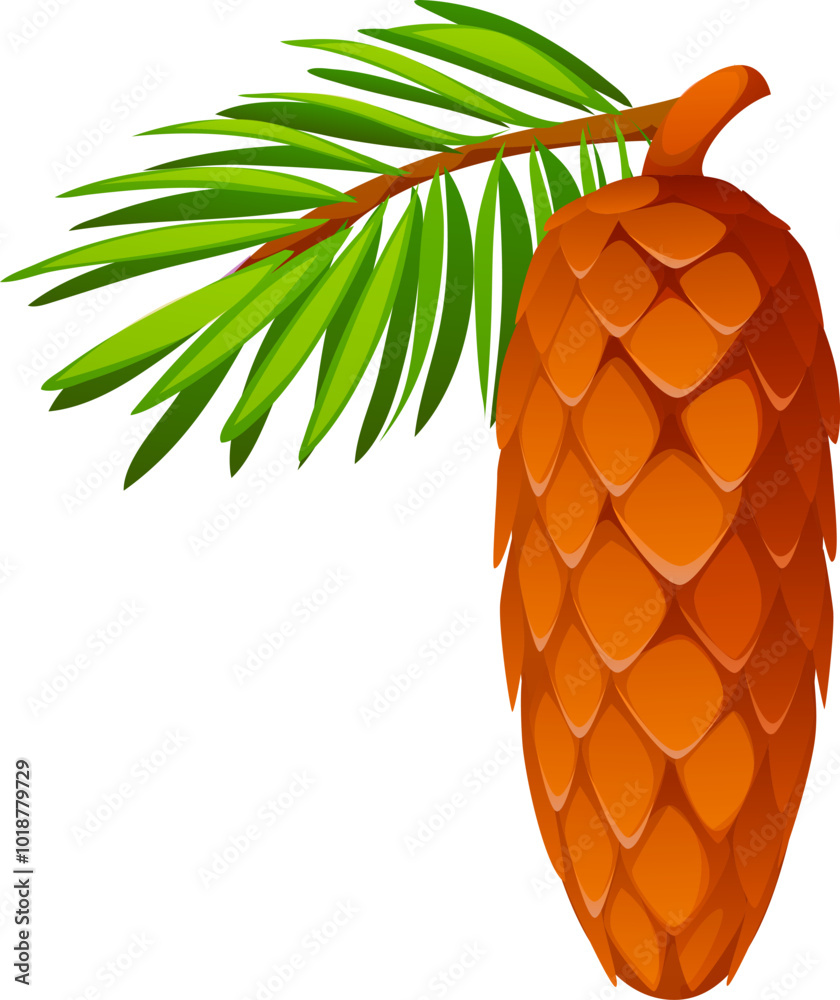 Cartoon spruce cone with evergreen needles captures the essence of ...