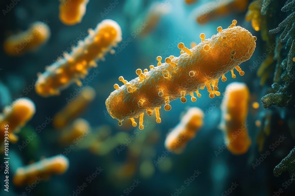 microscopic view of probiotics showcasing escherichia coli bacteria ...