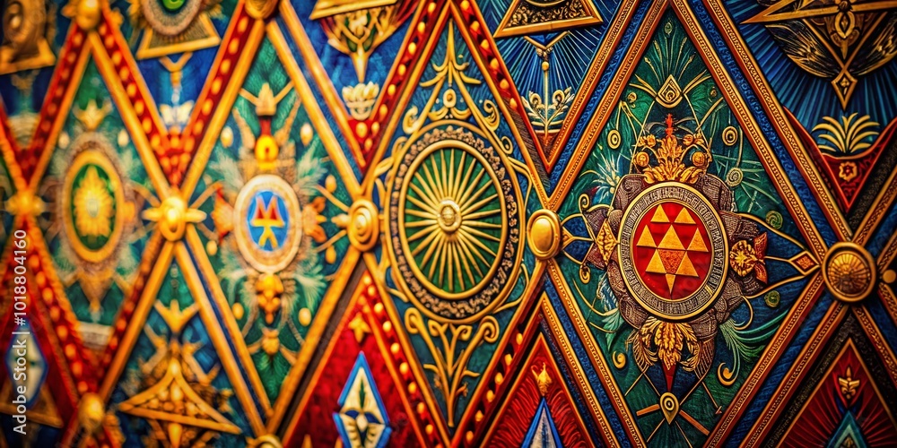 Intricate Masonic Wallpaper Design Featuring Symbols and Patterns in ...