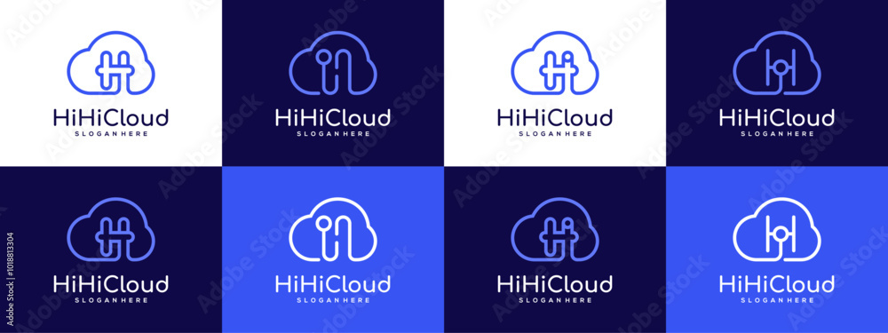 Collection of Letter H with Cloud Connection logo design graphic ideas ...