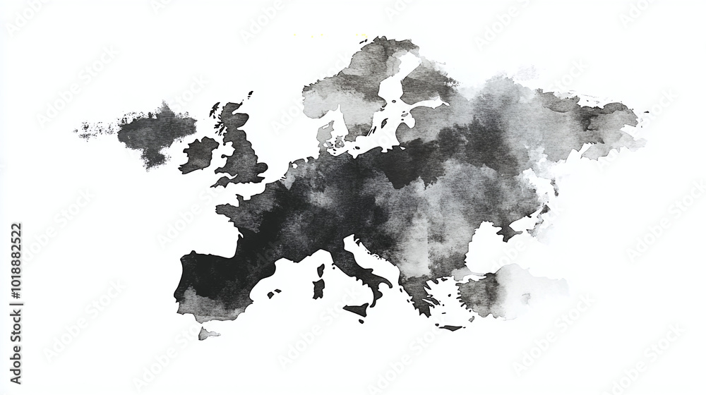 2d black illustration for the map of europe, european map png black and ...