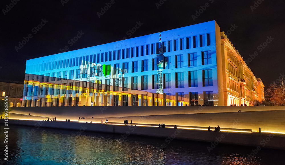 Building of Humboldt Forum museum illuminated with 3d mapping during ...