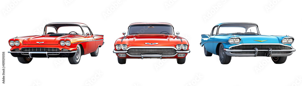 Classic Cars. Front View, Side View and Top View. Isolated on a ...