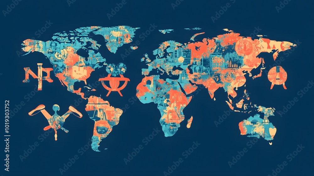 world map with symbols of equality Stock Illustration | Adobe Stock