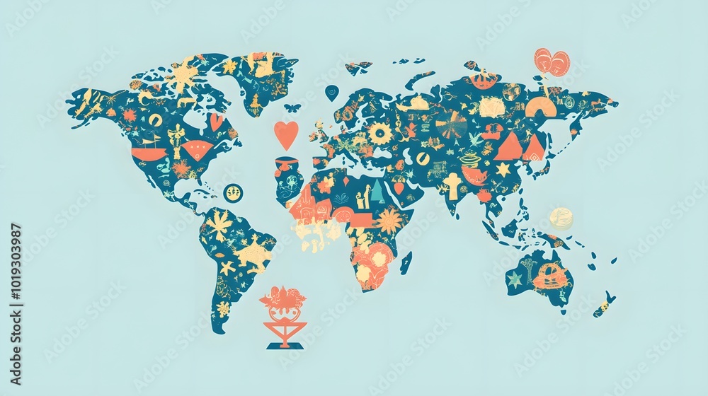 world map with symbols of equality Stock Illustration | Adobe Stock