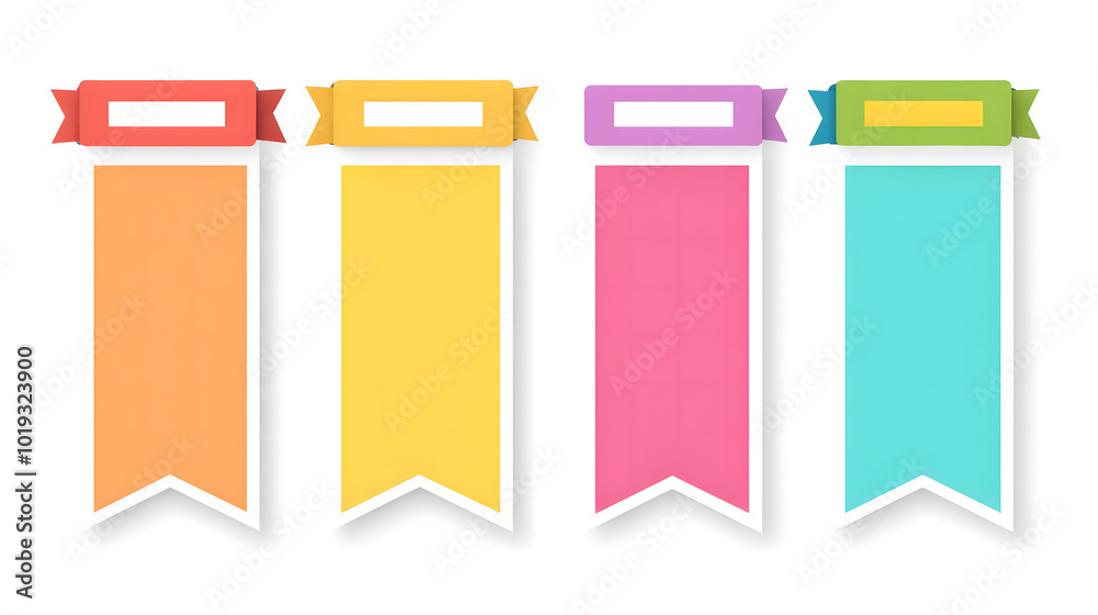 Blank banners in different colors design, each with rounded corners and ...