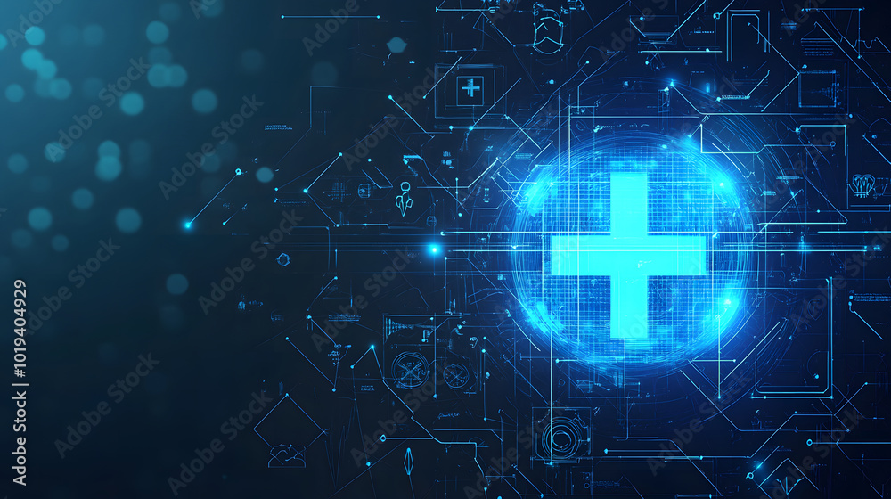 Abstract futuristic medical technology background design with a digital ...