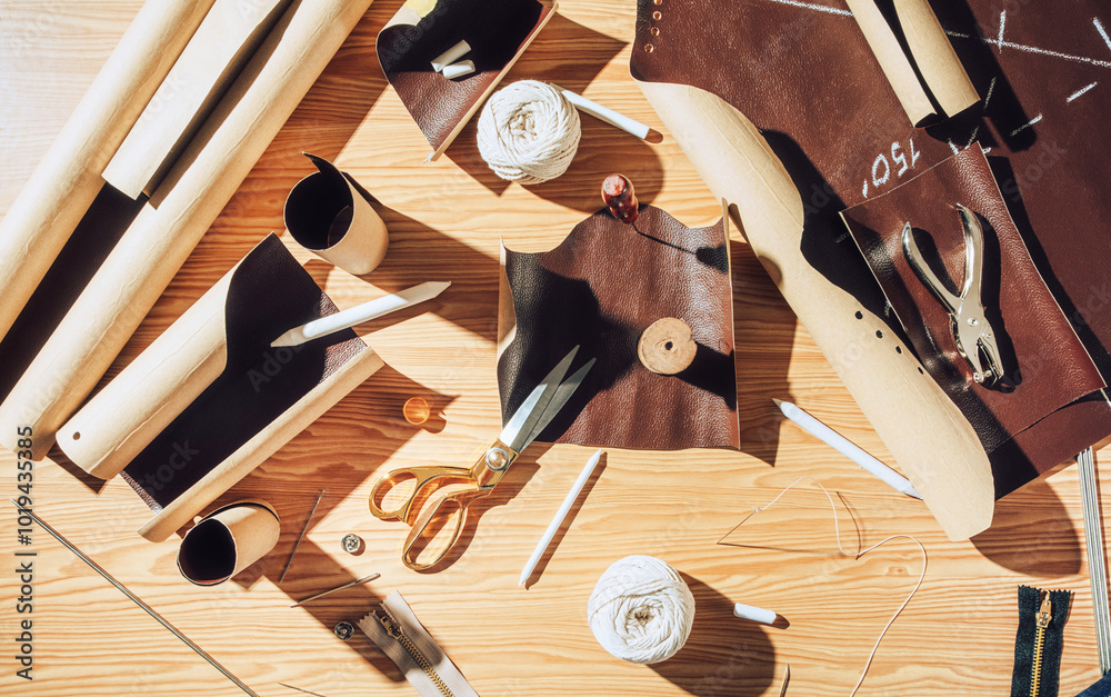 Leather craftsman workstation Stock Photo | Adobe Stock
