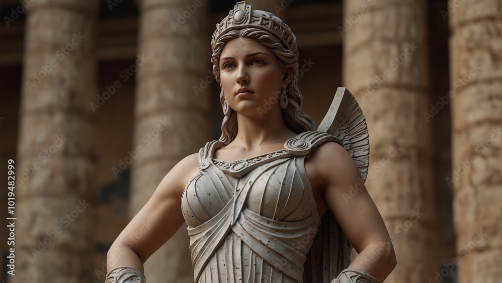 Sculpt Athena, the Greek goddess of wisdom, commanding warriors in a ...