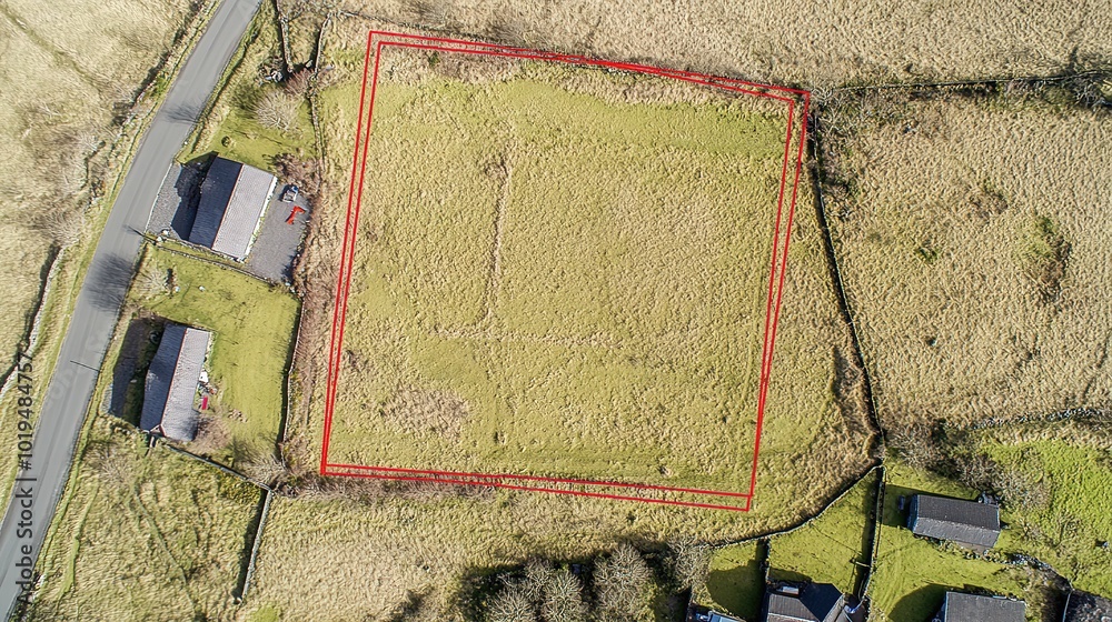 Boundary map for a 2.5-acre square plot, illustrated at a scale of 1 ...