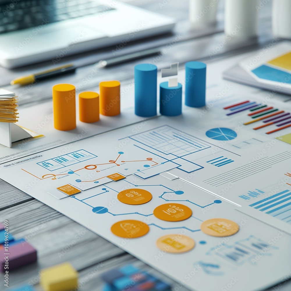 Illustration Stock Business plan with a vision statement and financial ...