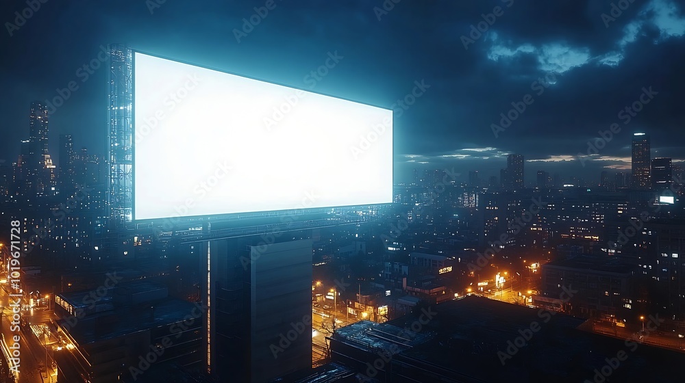 Mock up white large LED display vertical billboard on tower building ...