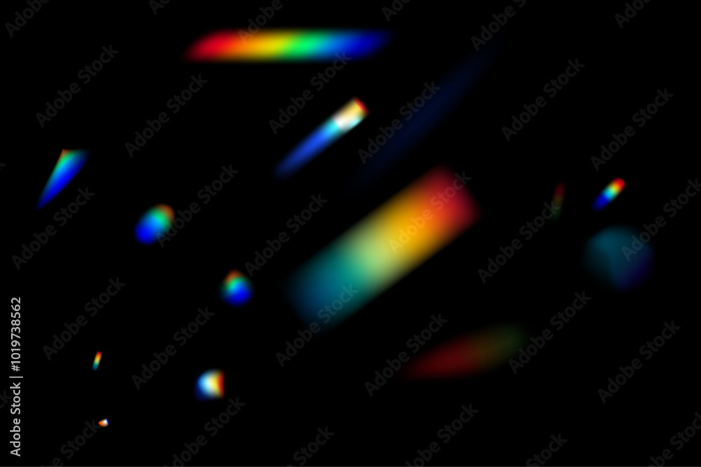 Dynamic lens flare and rainbow prism effect on transparent background ...