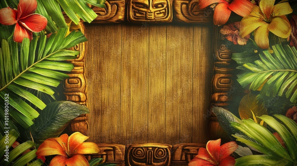 Tiki-themed Luau template with fill-in-the-blank spaces, featuring ...