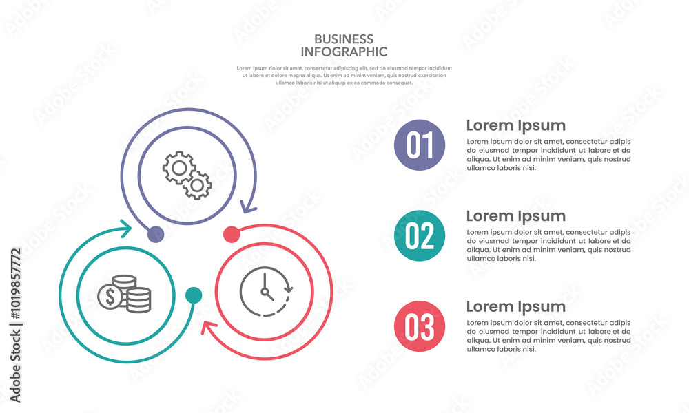 Infographic 3 main processes in business. Business presentation, Banner ...
