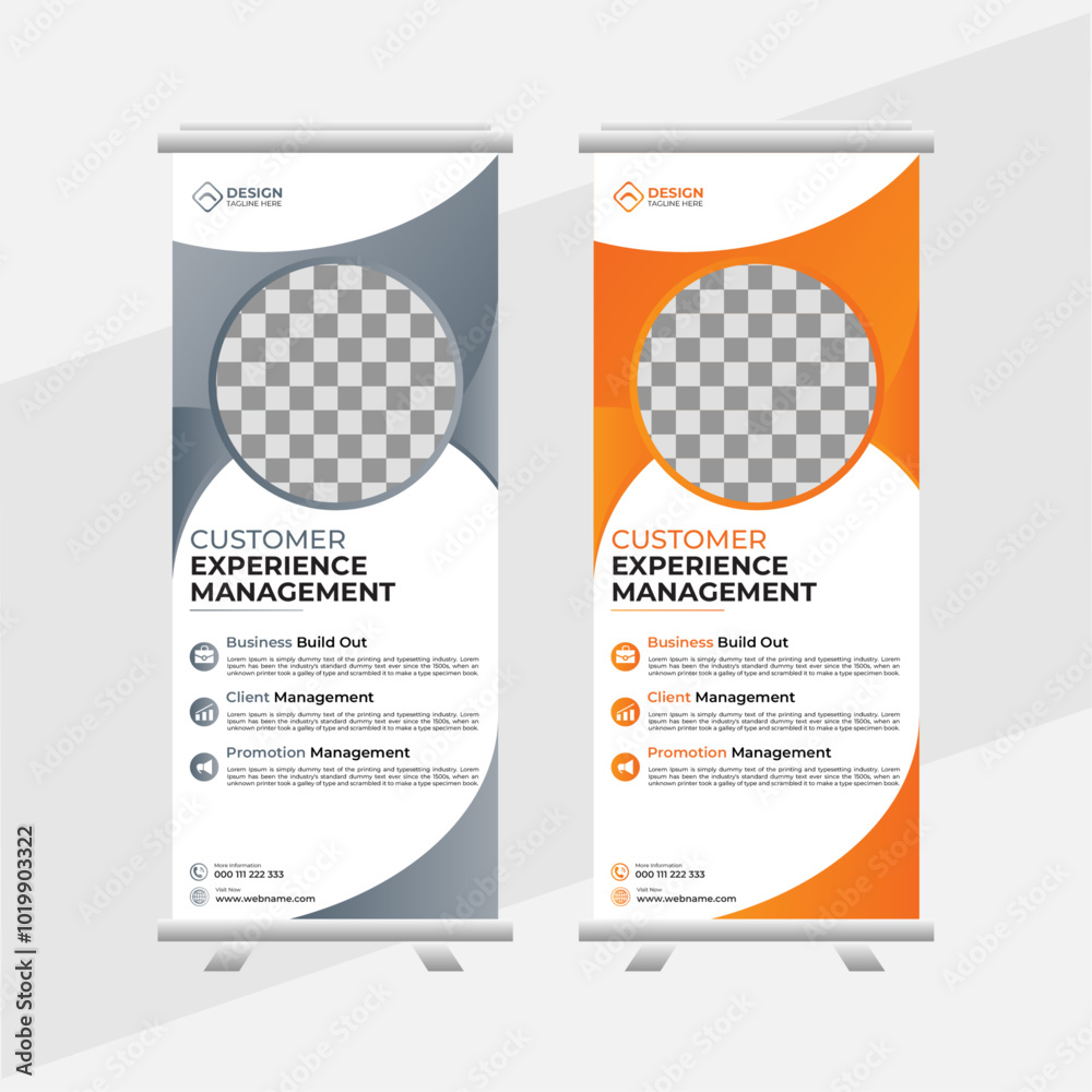 Abstract Modern Roll-up banner design stands template layout. Corporate ...