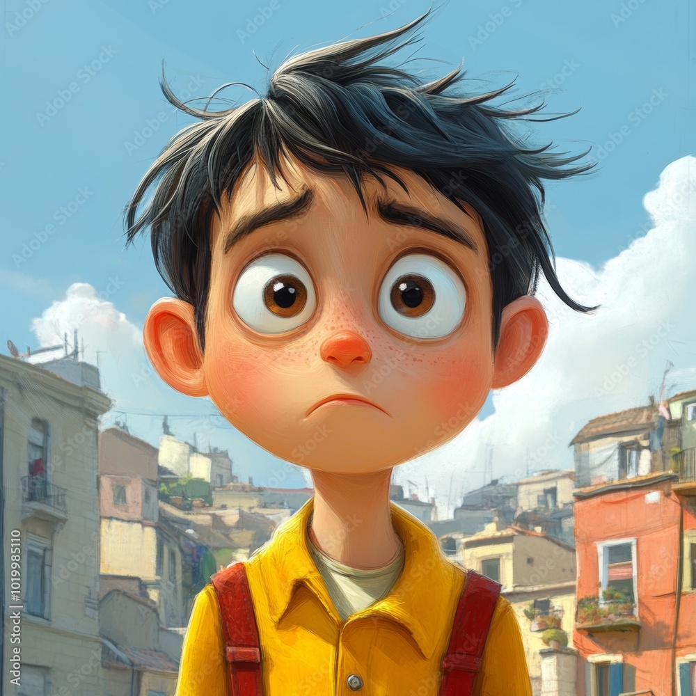 Sad Cartoon Boy Character Illustration Stock Illustration | Adobe Stock