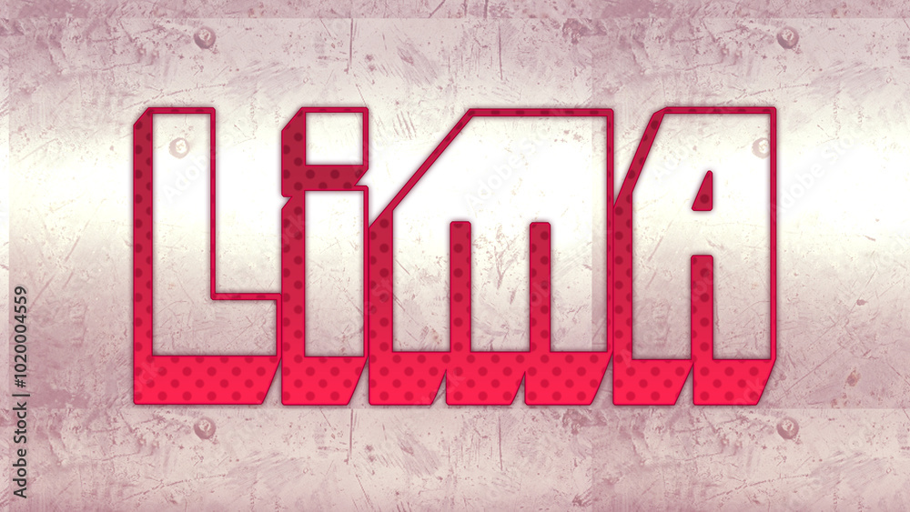 Cute 3d bold outline pink Arabic word design of Lima on white ...