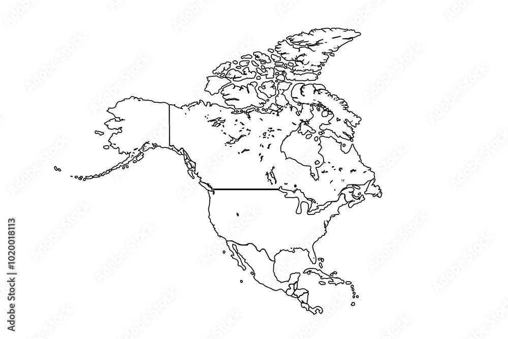 Image vectorielle Stock America map outline isolated on white ...