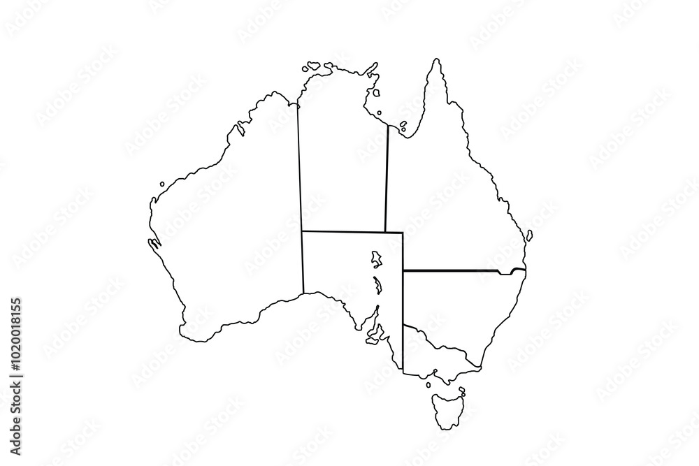 Australia map outline isolated on white background. Australia map ...