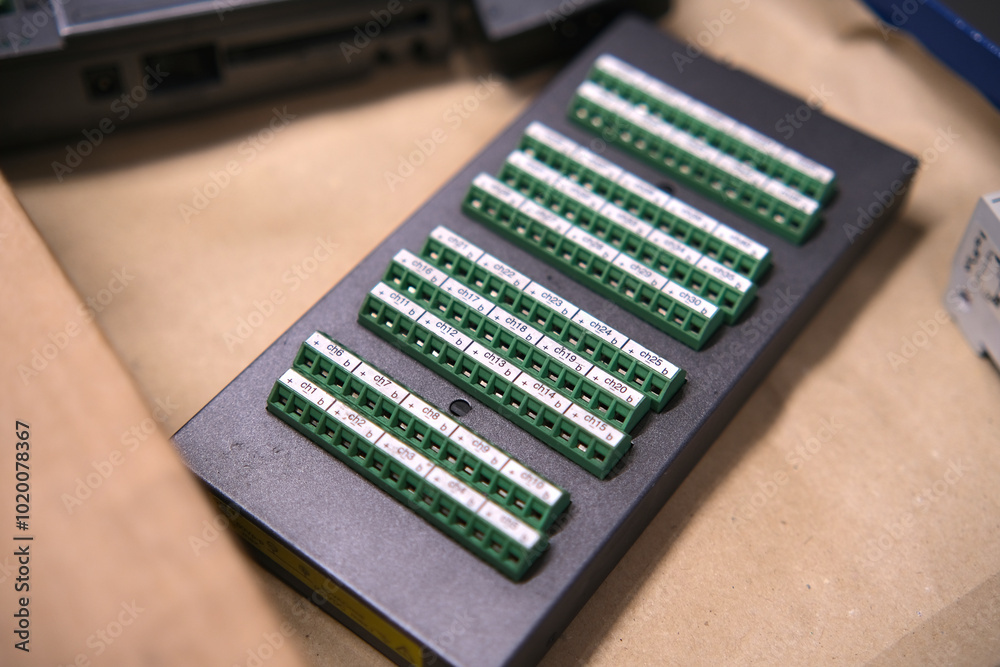Connecting terminal block for tension and voltage channel measurement ...