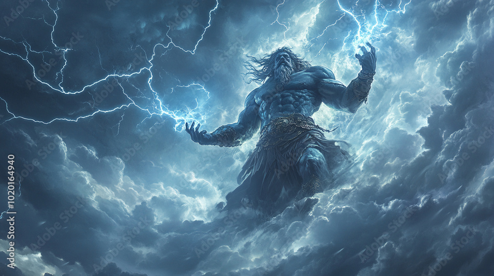 Zeus god of sky and thunder in ancient Greek mythology background Stock Illustration | Adobe Stock