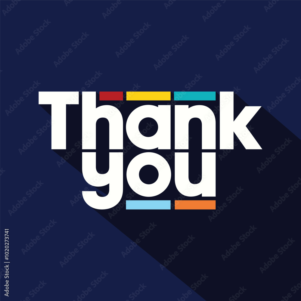 Thank You card template design with modern typography and colorful ...
