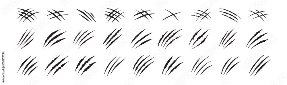 Claw scratches isolated. Black Bear tiger claws trails, animal ...