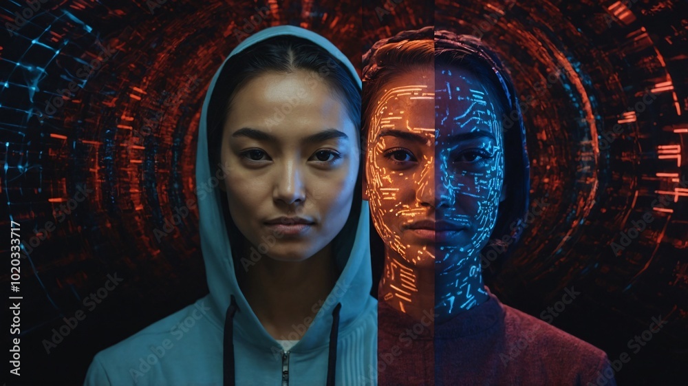 Foto A teenage girl’s face digitally altered using deepfake technology ...