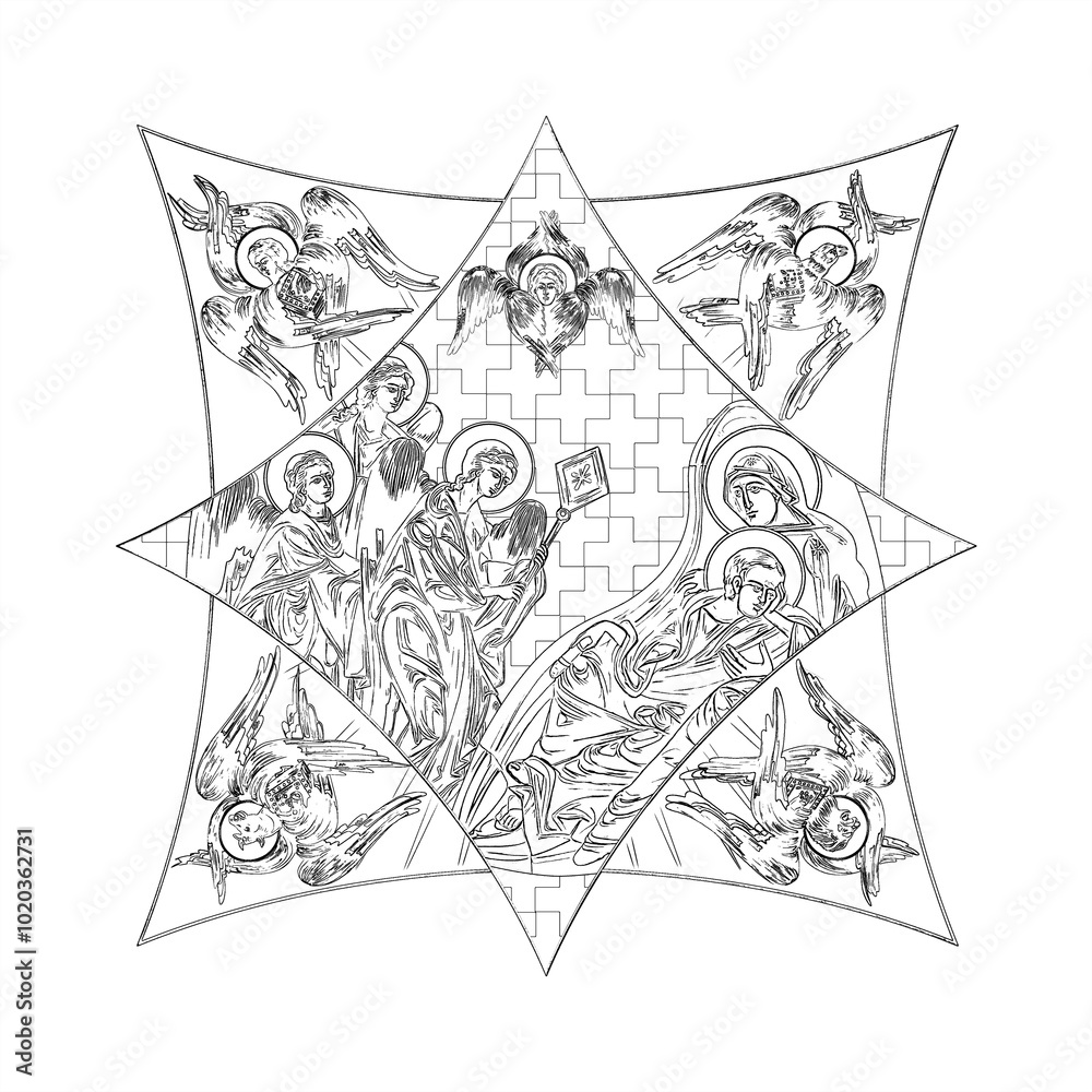 Eye of Providence. Cross dome with 4 apostles, angels and seraphim ...