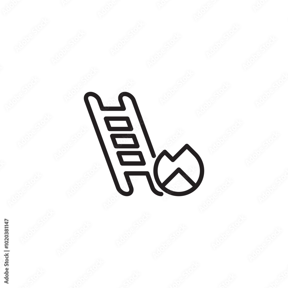 Ladder fire icon. Fire escape symbol. Ladder and flames. Ladder with ...