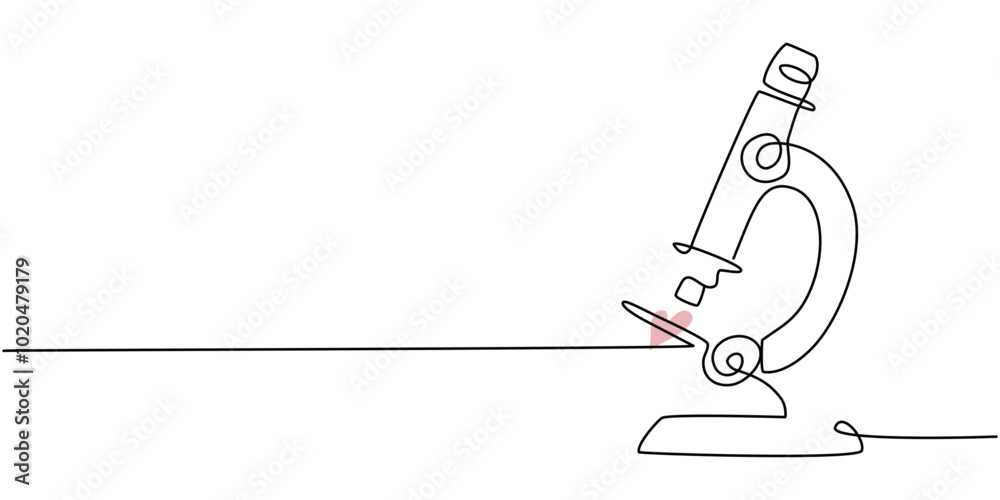 Continuous one line drawing of medical microscope laboratory ...
