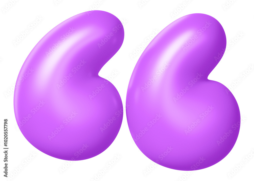 Quotation mark png 3D sticker, purple balloon texture, transparent ...