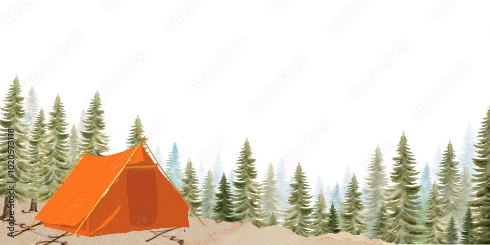 Camping collage png border, transparent background Stock Illustration ...