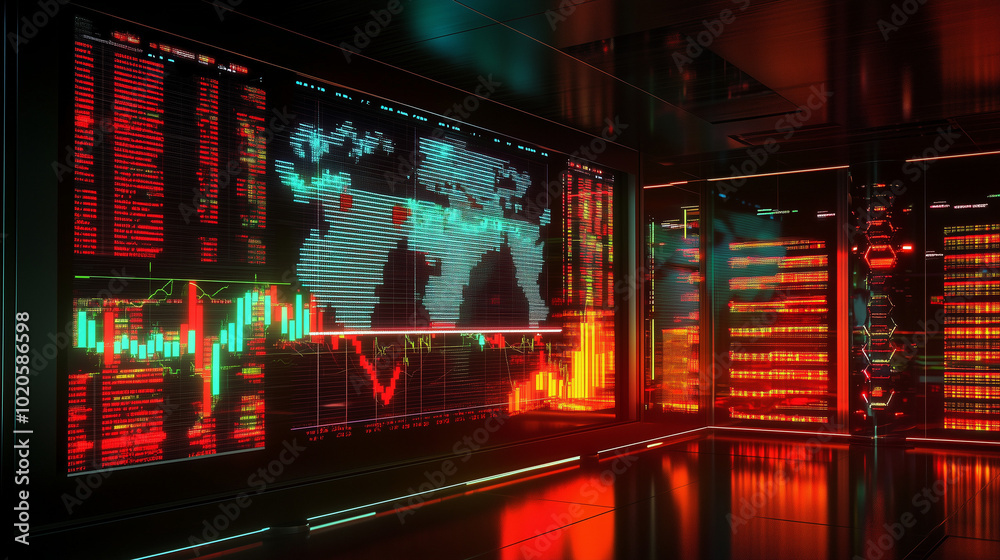 Forex market displaying real-time currency exchange rates on futuristic ...