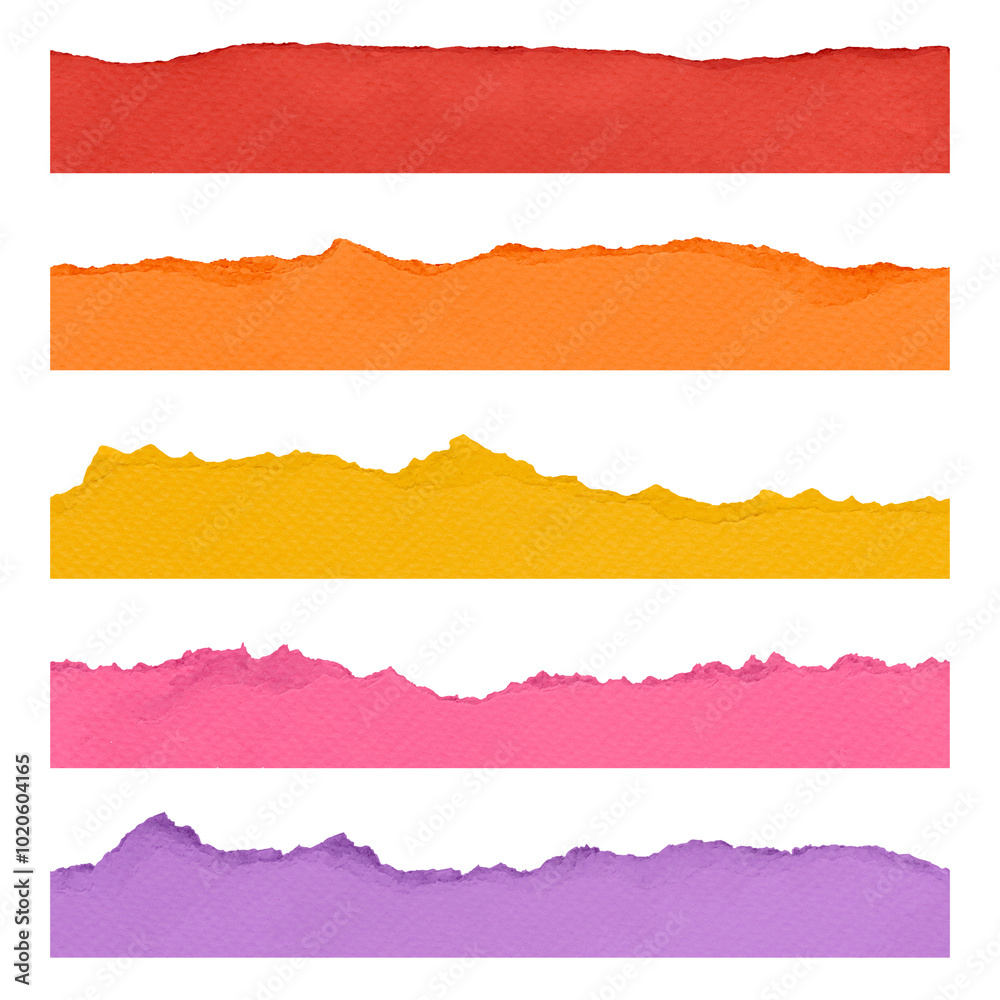 Colorful ripped paper png element clipart, textured border set on ...