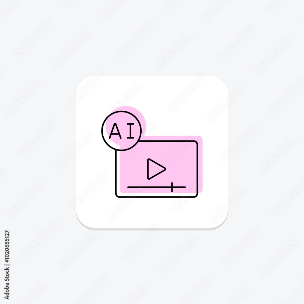 Ai Video Generation color shadow thinline icon , vector, pixel perfect ...