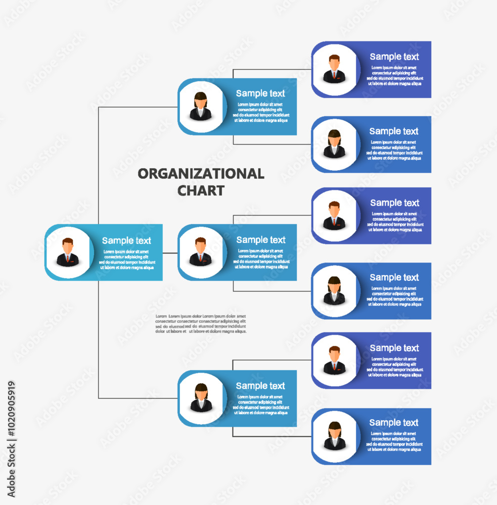 Corporate organizational chart with business avatar icons. Business ...