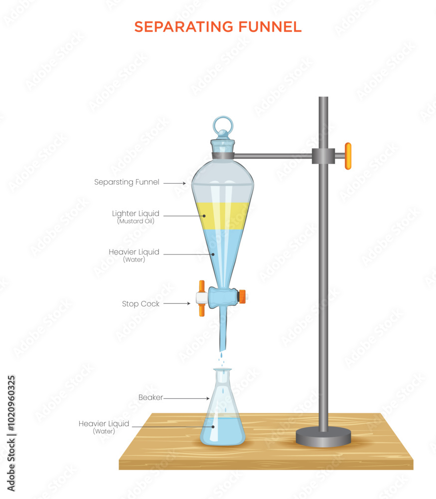 Separating Funnel A Tool for Liquid Separation of Immiscible Liquids by ...