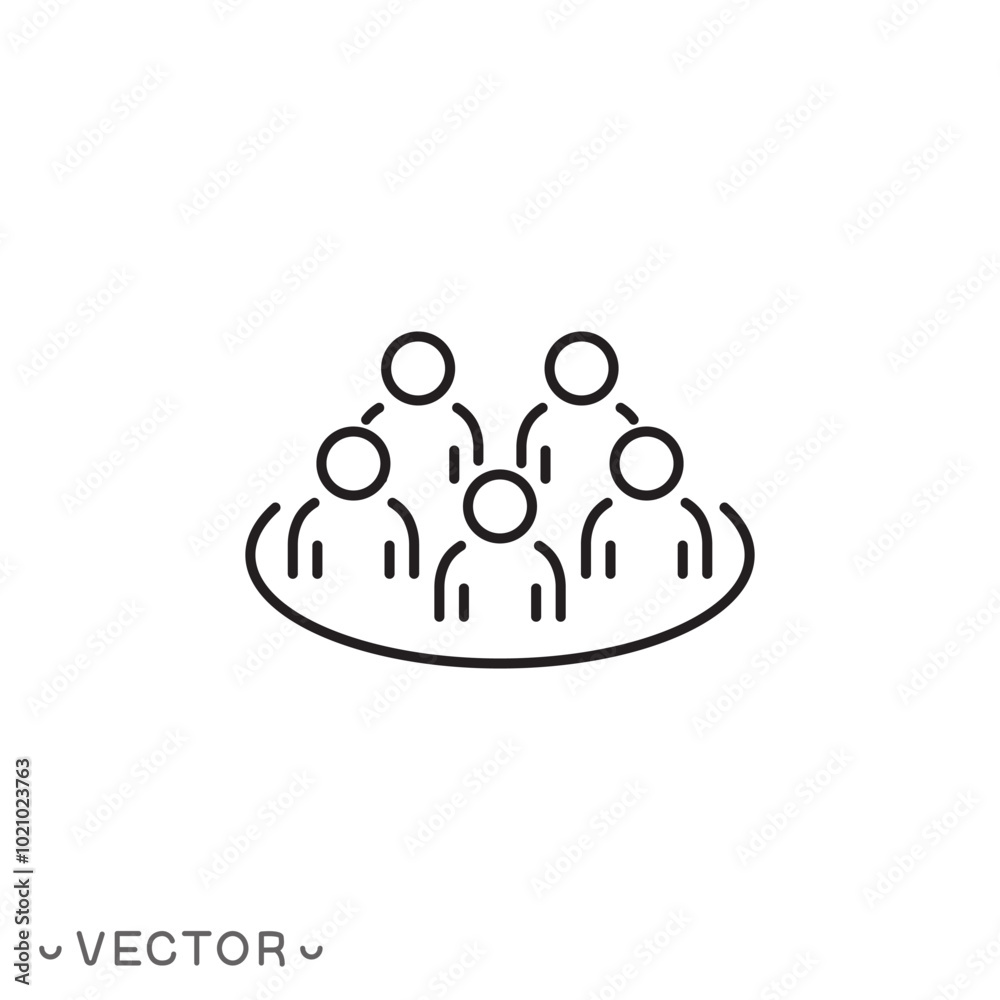 community group icon, group people, business client icon, thin line ...