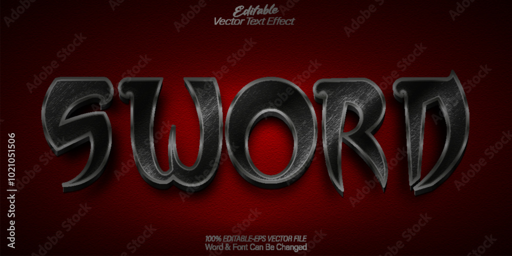 Sword Vector Text Effect Editable Alphabet Red Black Knight Mafia War ...