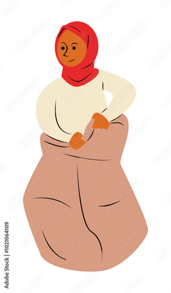 Sack race aka balap karung, hijab girl team. Lomba balap karung in Indonesia independence game ...