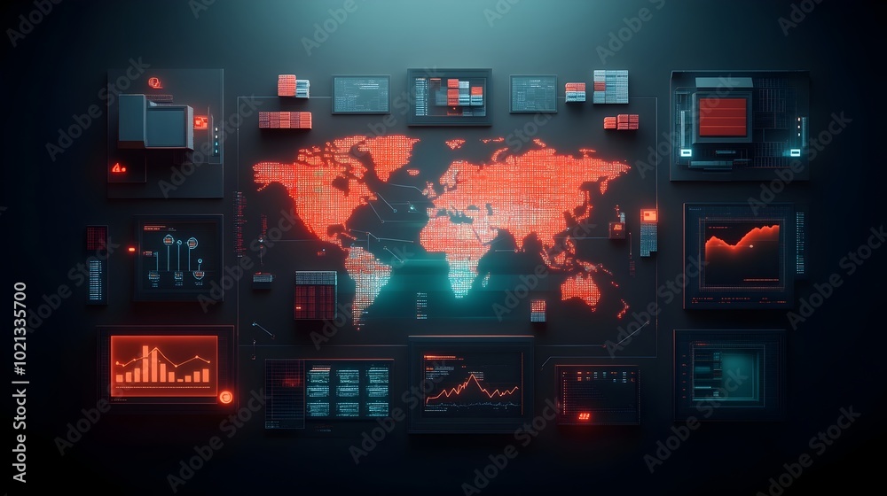 Futuristic global distribution network and complex interconnected ...
