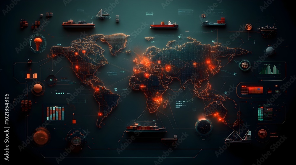 Futuristic Logistics Network Aerial View of Interconnected Global ...