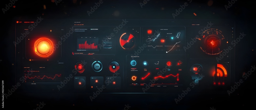 Sleek futuristic user interface with a luminous neon infused aesthetic ...