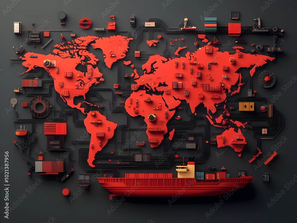 Cutting edge AI powered digital artwork depicting an optimized global ...