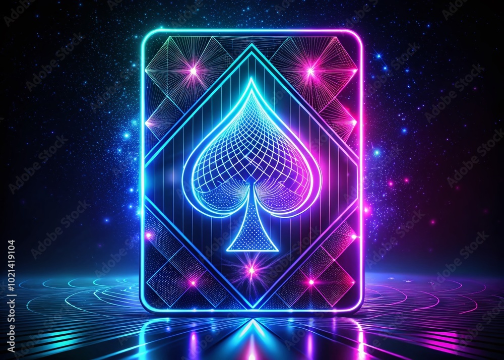 Futuristic Ace of Spades Playing Card Design with Neon Elements and ...
