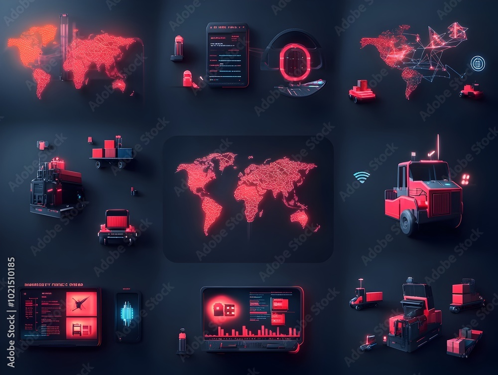 Futuristic AI Powered Supply Chain Logistics Visualized in Holographic ...