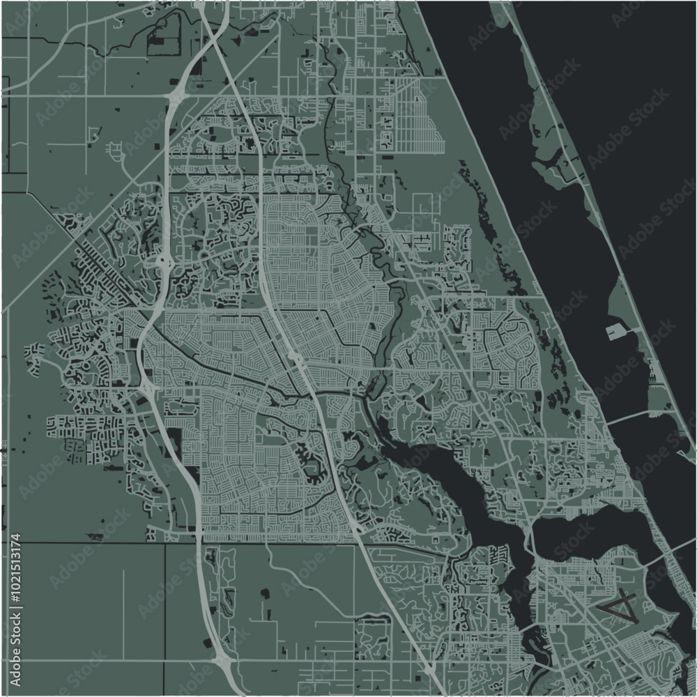 Map of Port St. Lucie in Florida in a smooth dark style. Contains ...