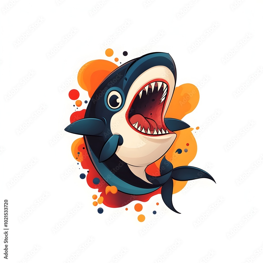 Angry and Surprised Whale with Exaggerated Comedic Facial Expression ...